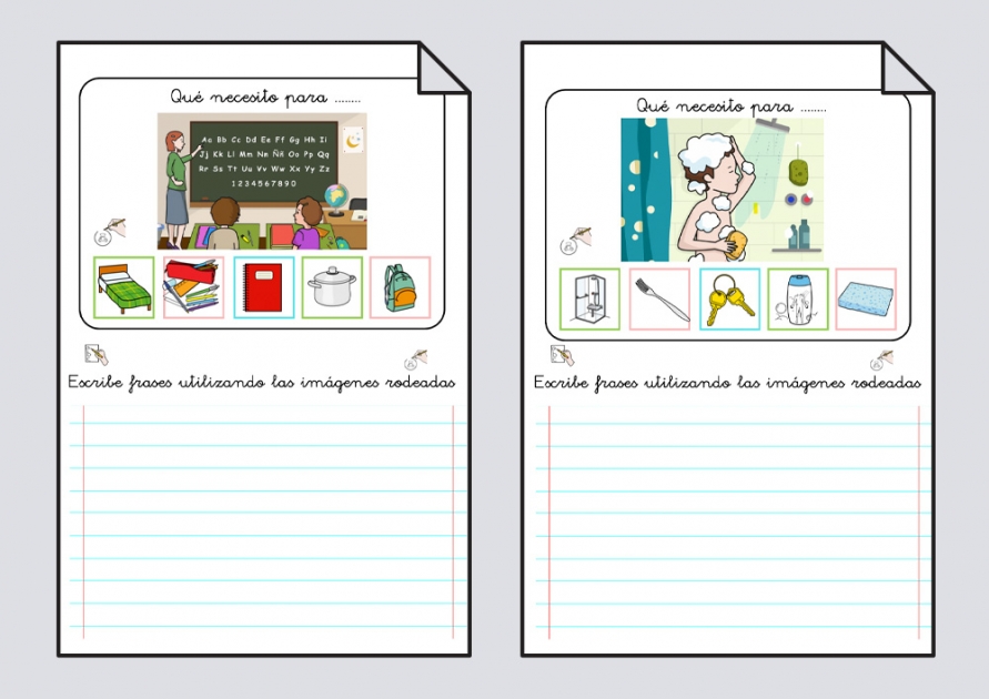 Escribe frases. Qué necesito para: Lectoescritura #Soyvisual