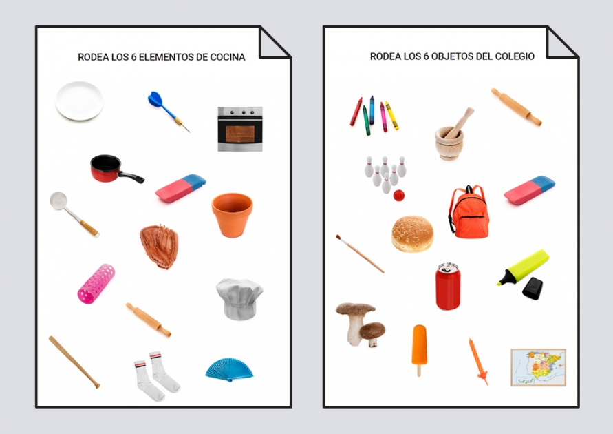 Rodea las imágenes que corresponden: Discriminación visual #Soyvisual