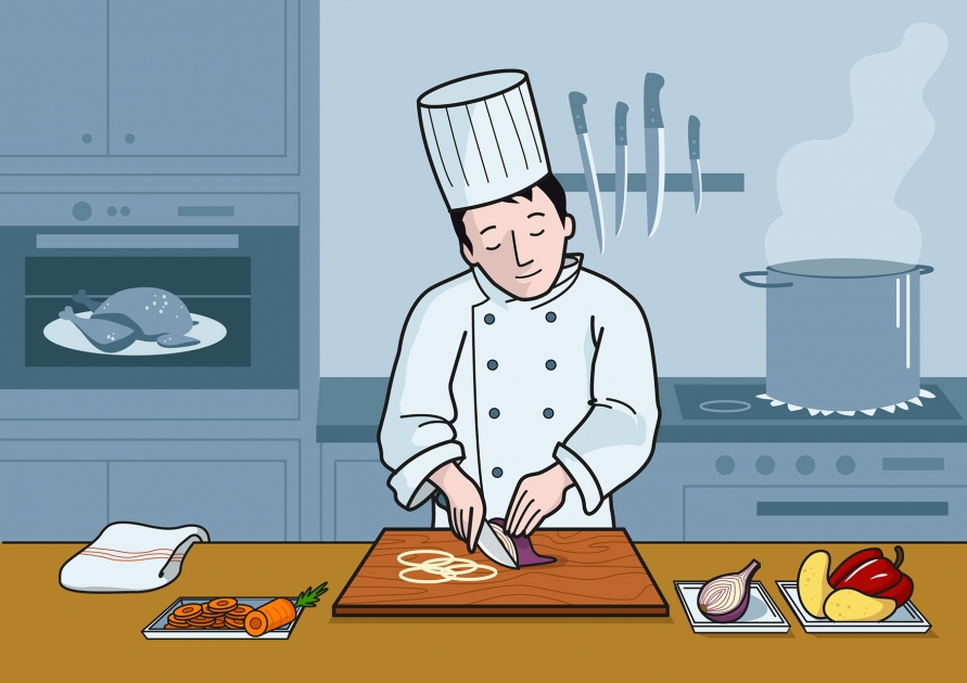 cortar comida dibujo